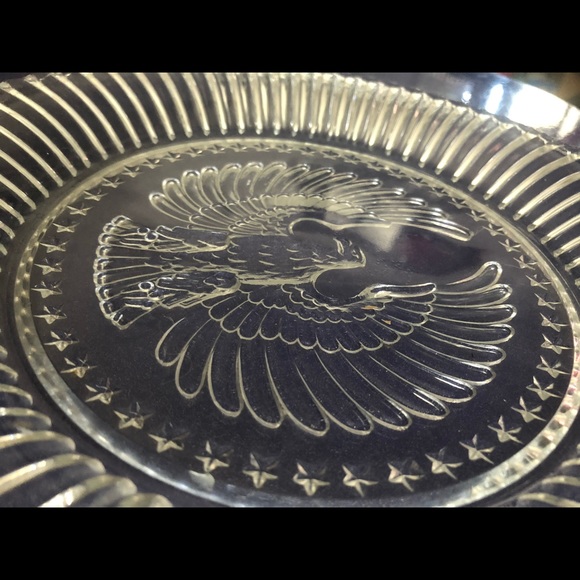 Kitchen | Vintage Clear Cut Glass Plate American Eagle | Poshmark